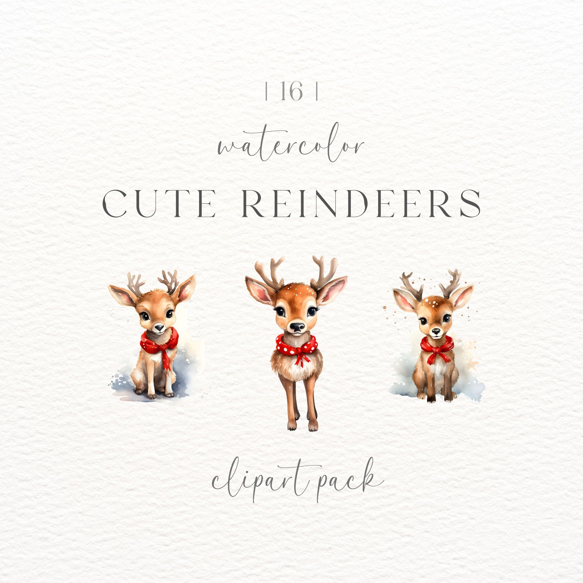 Reindeer Clipart | Christmas Png | Watercolor Reindeer | Winter Clipart ...
