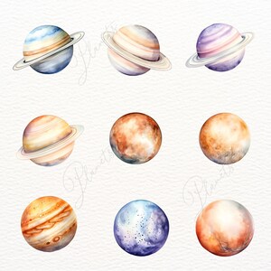 Space Clipart | Watercolor Planets Graphics | Galaxy Clipart | Solar ...