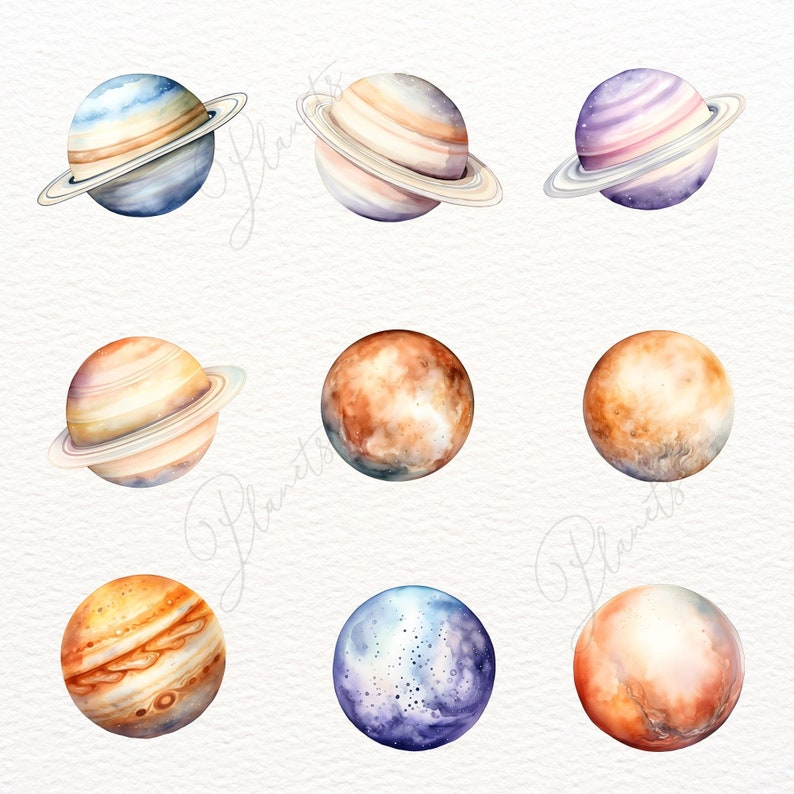 Space Clipart | Watercolor Planets Graphics | Galaxy Clipart | Solar ...