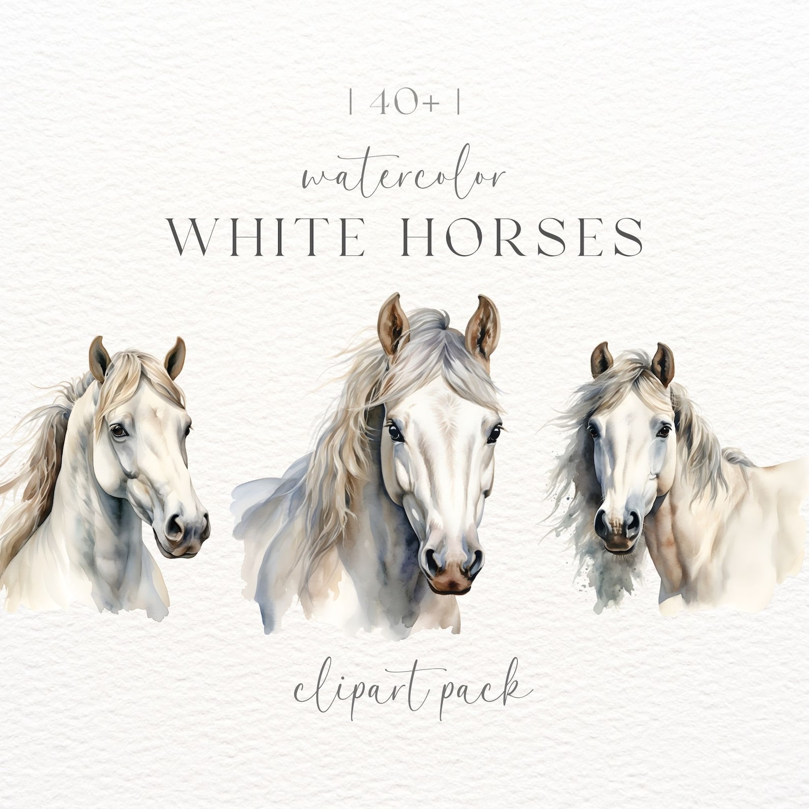 White Horse Watercolor Clipart: Nursery Art (digital Download) - Etsy