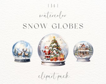 Christmas Snowglobe Clipart Watercolor Christmas Clipart PNG Reindeer ...