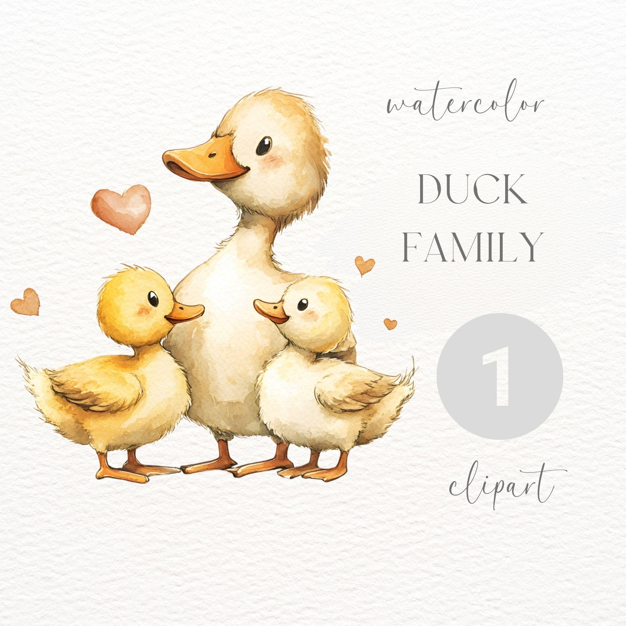 Duck Family Watercolor Clipart: Farm Animal PNG (digital Download) - Etsy