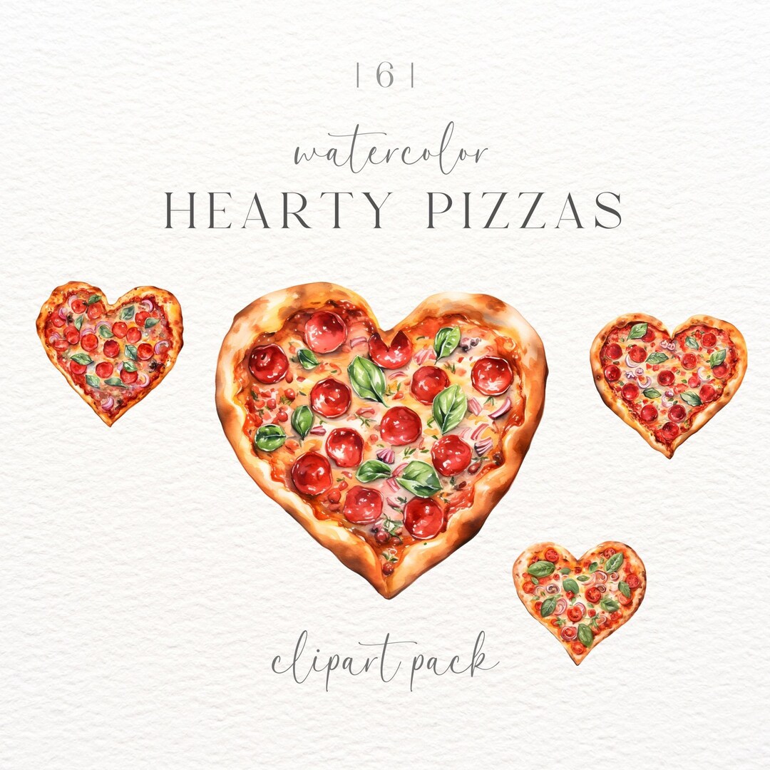 Heart Pizza | Watercolour Pizza Clipart | Digital Download | Commercial ...
