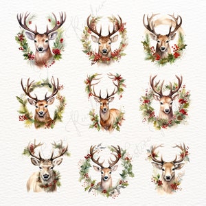 Watercolor Reindeer Clipart | Christmas Reindeer Clipart | Cute ...