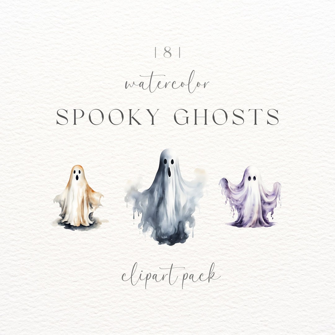 Watercolor Ghosts Clipart | Cute Halloween Clipart | Ghost Halloween ...