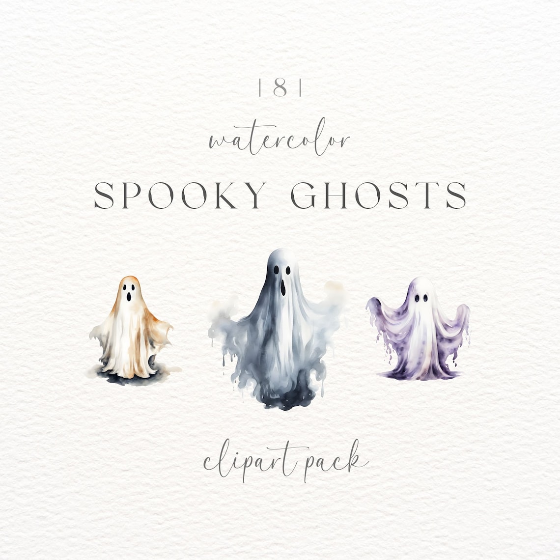 Watercolor Ghosts Clipart | Cute Halloween Clipart | Ghost Halloween ...