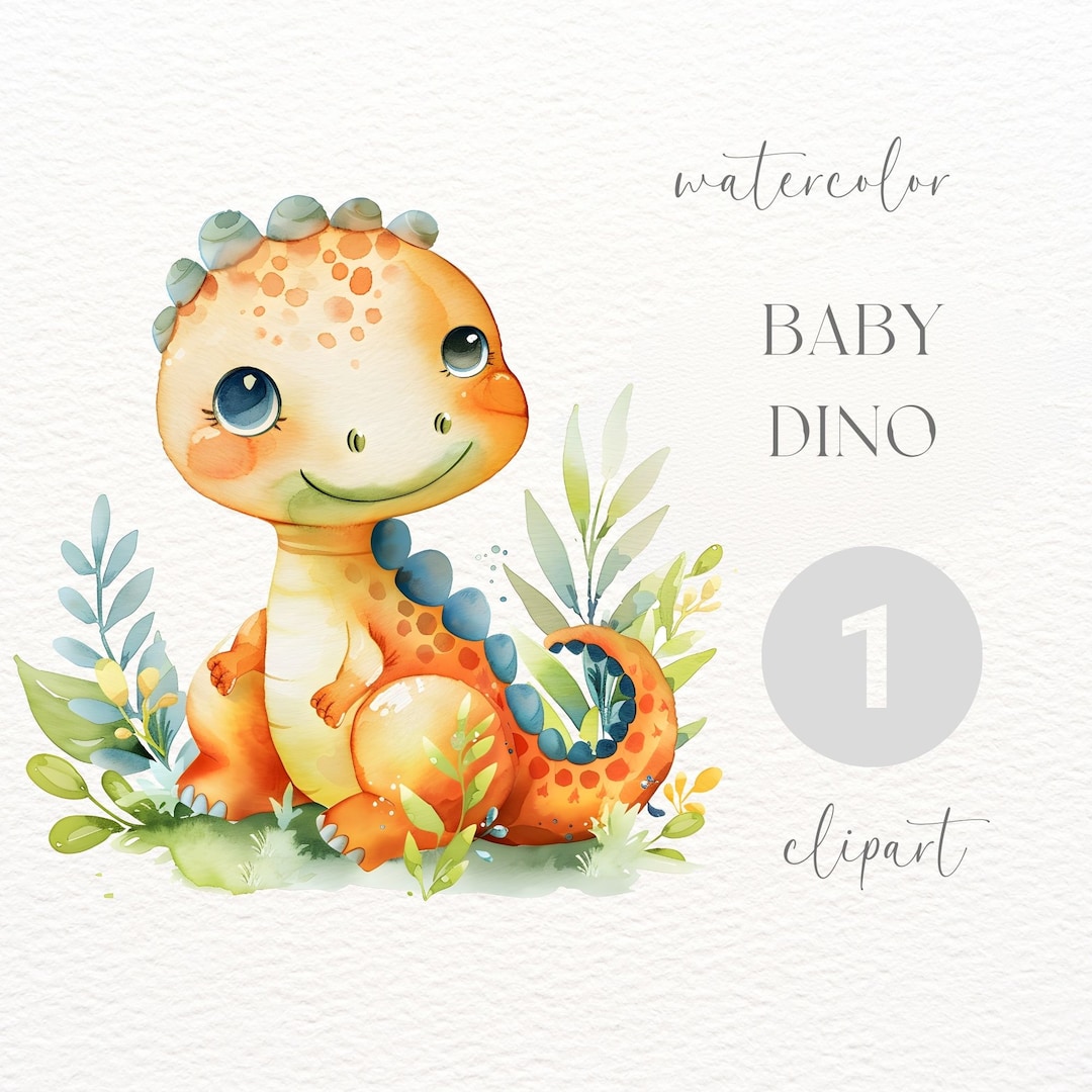 Watercolor Baby Dino | Dino Clipart | Digital Download | Commercial Use ...