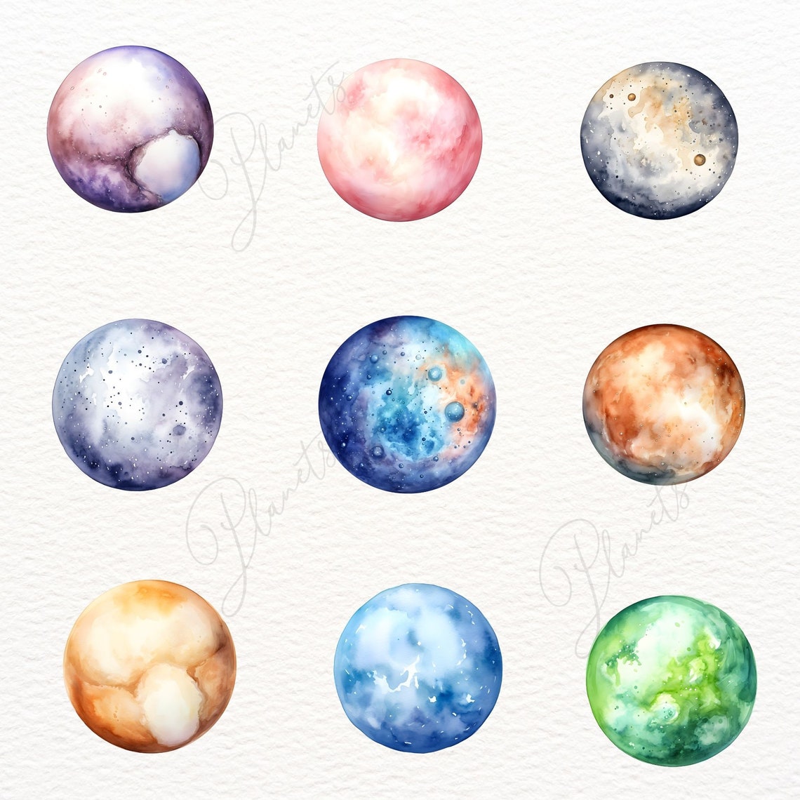 Space Clipart Watercolor Planets Graphics Galaxy Clipart Solar System ...