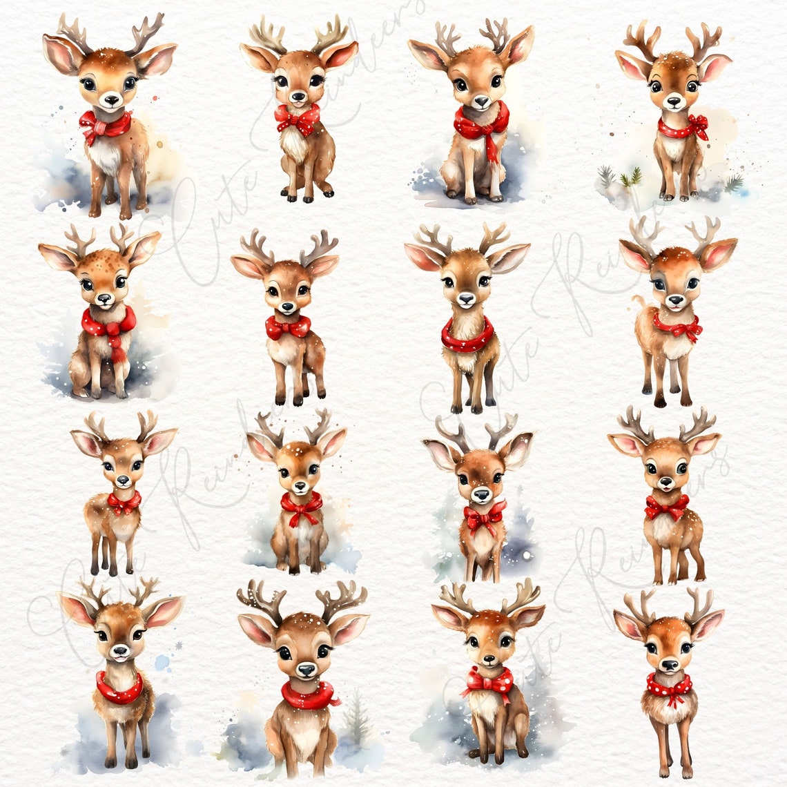 Reindeer Clipart | Christmas Png | Watercolor Reindeer | Winter Clipart ...