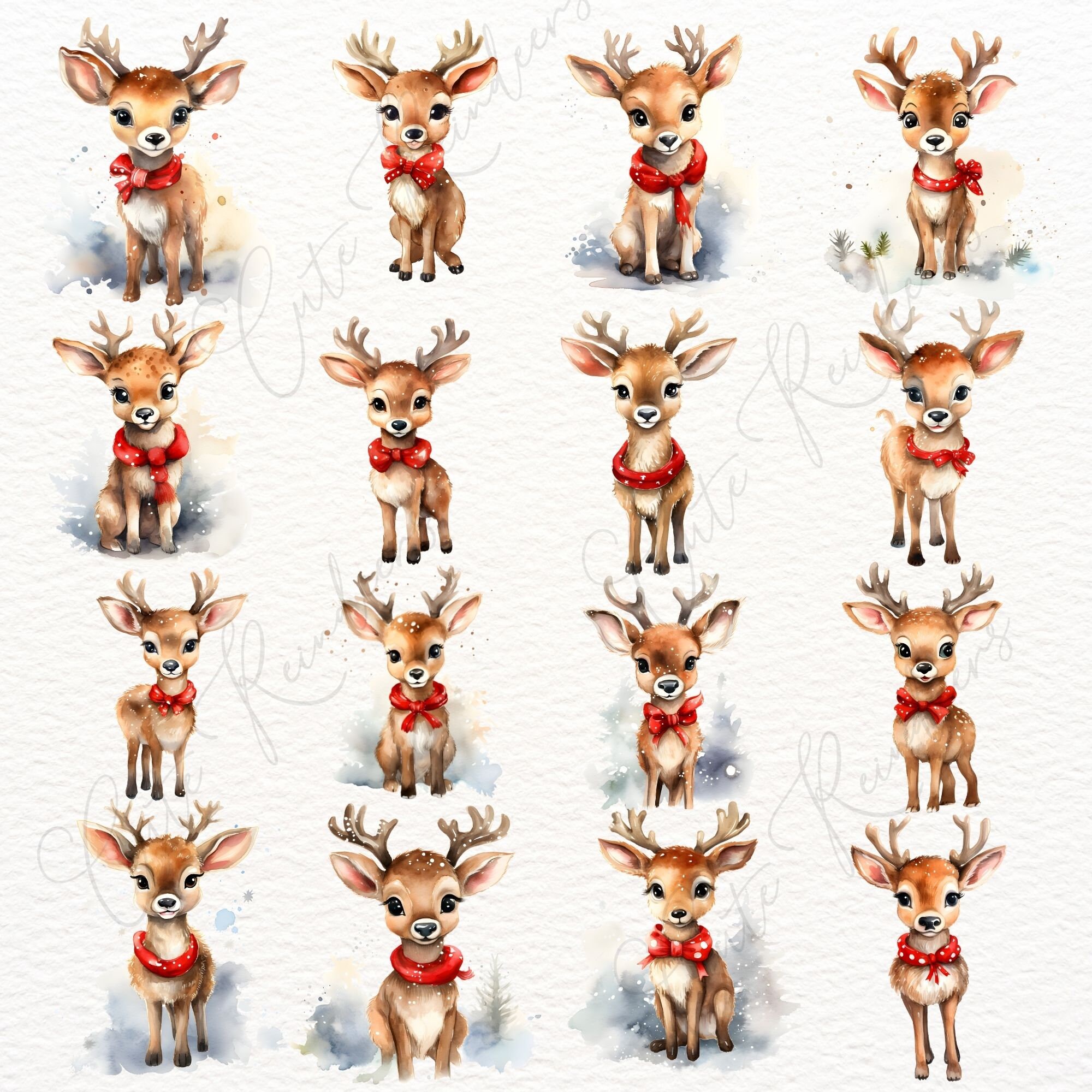 Reindeer Clipart | Christmas Png | Watercolor Reindeer | Winter Clipart ...