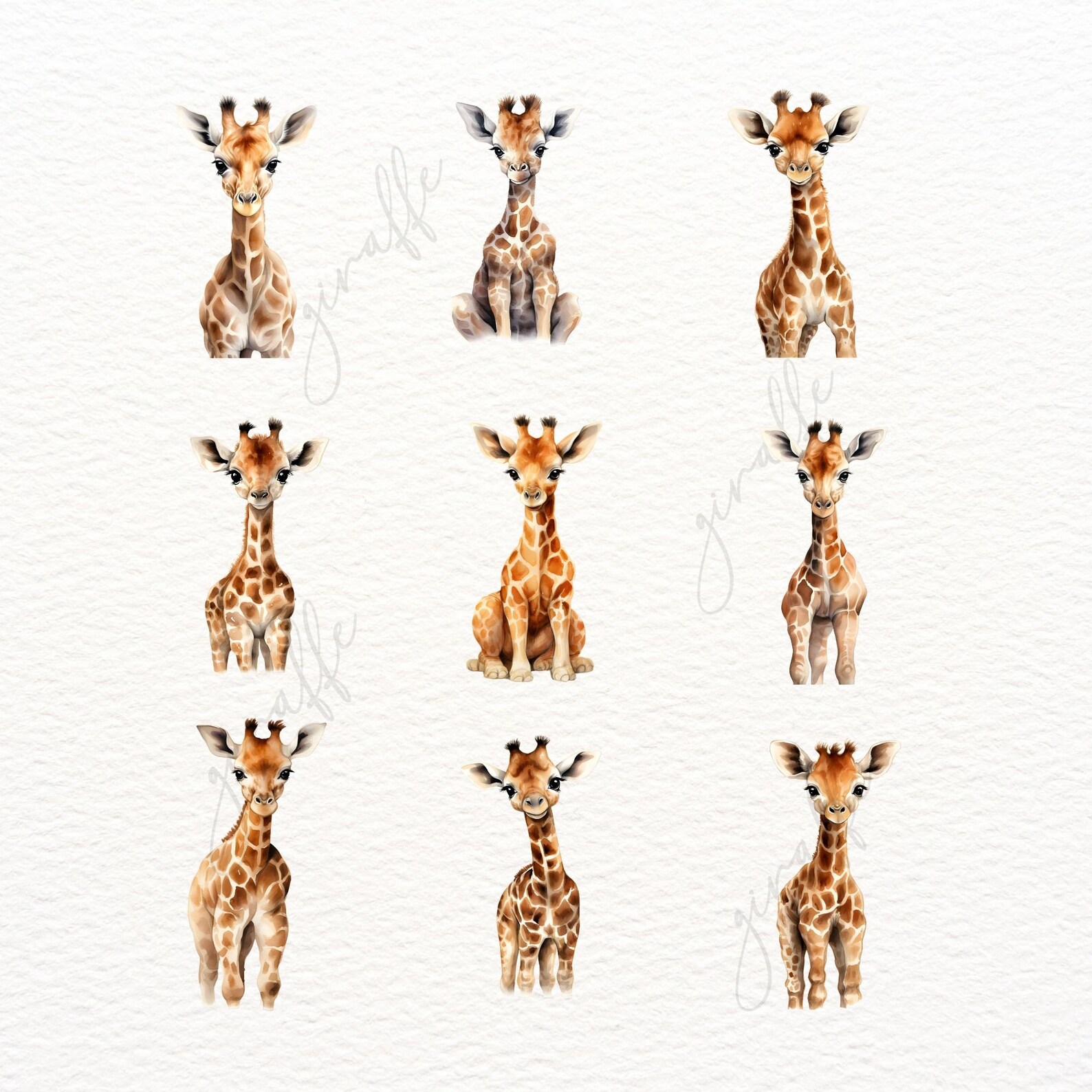 Giraffe Watercolor Clipart | High Quality Png | Safari Nursery Decor ...