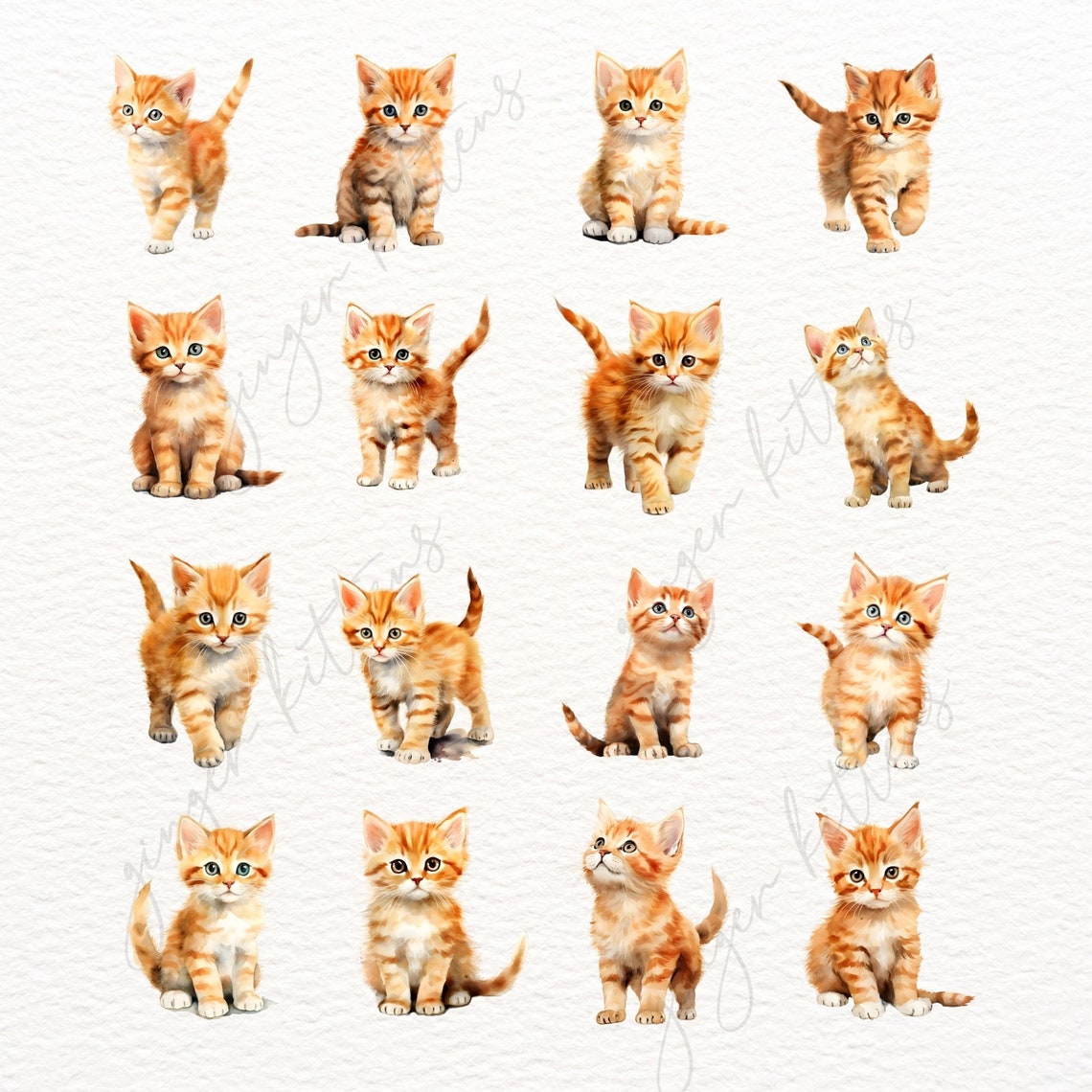 Ginger Cat Clipart | Digital Download | Clipart Cats | Commercial Use ...