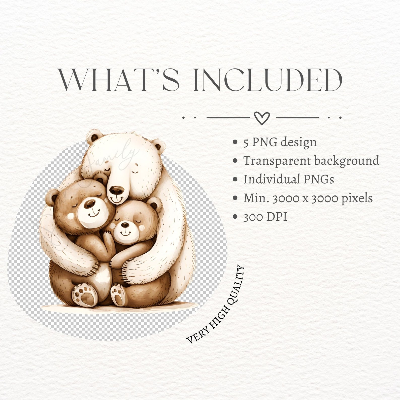 Bear Family Watercolour Clipart | Digital Download | Commercial Use ...