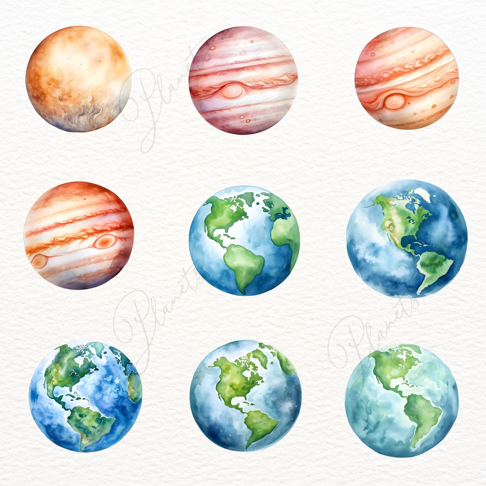 Space Clipart Watercolor Planets Graphics Galaxy Clipart Solar System ...