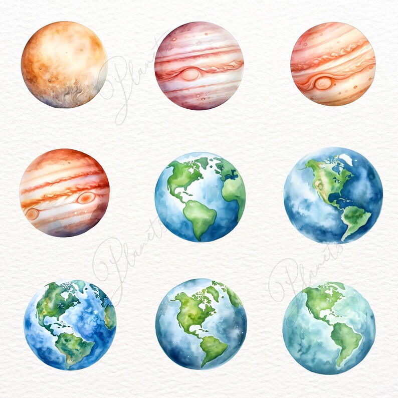 Space Clipart | Watercolor Planets Graphics | Galaxy Clipart | Solar ...