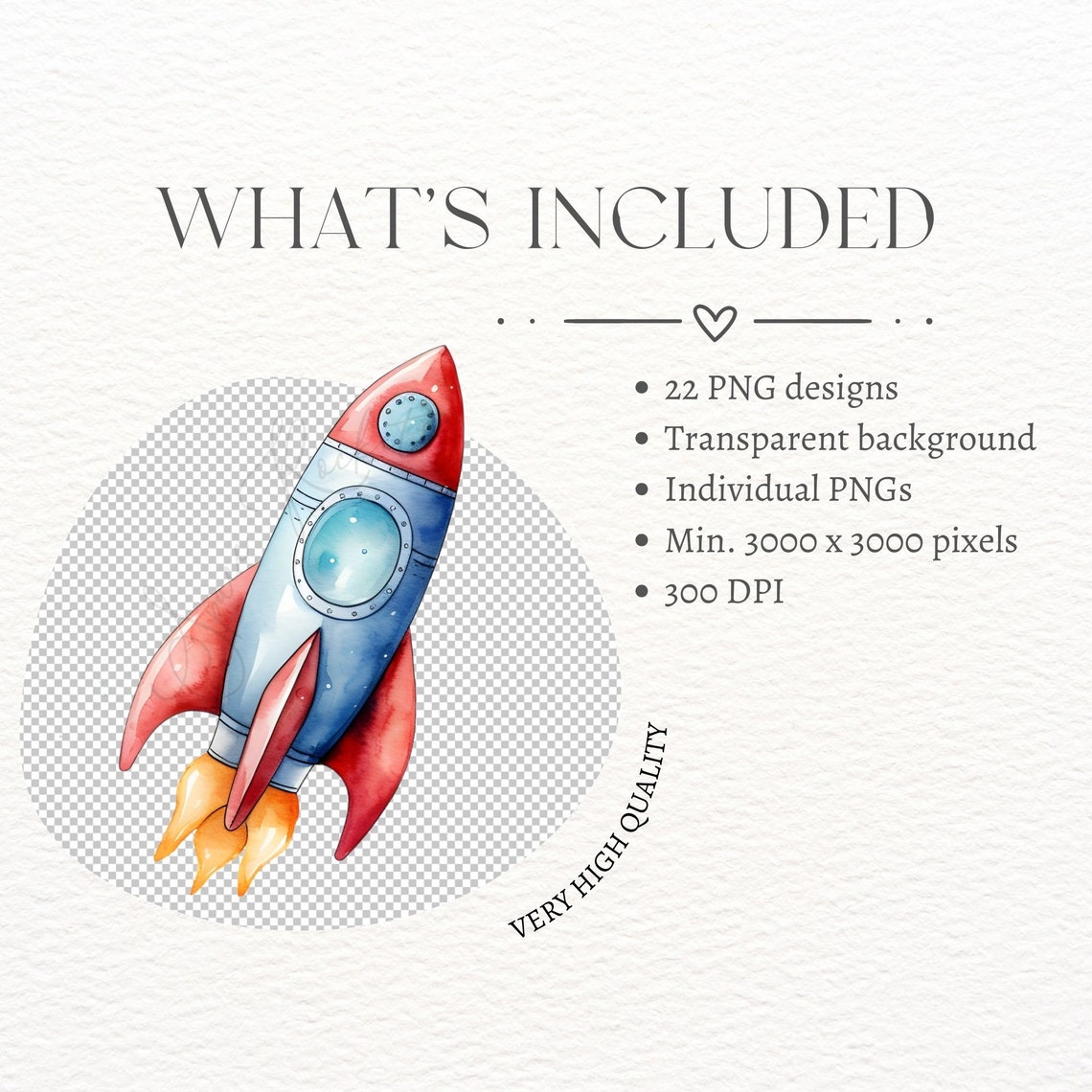 Space Clipart Rocket Ship Printable Digital Clipart Set Watercolor ...