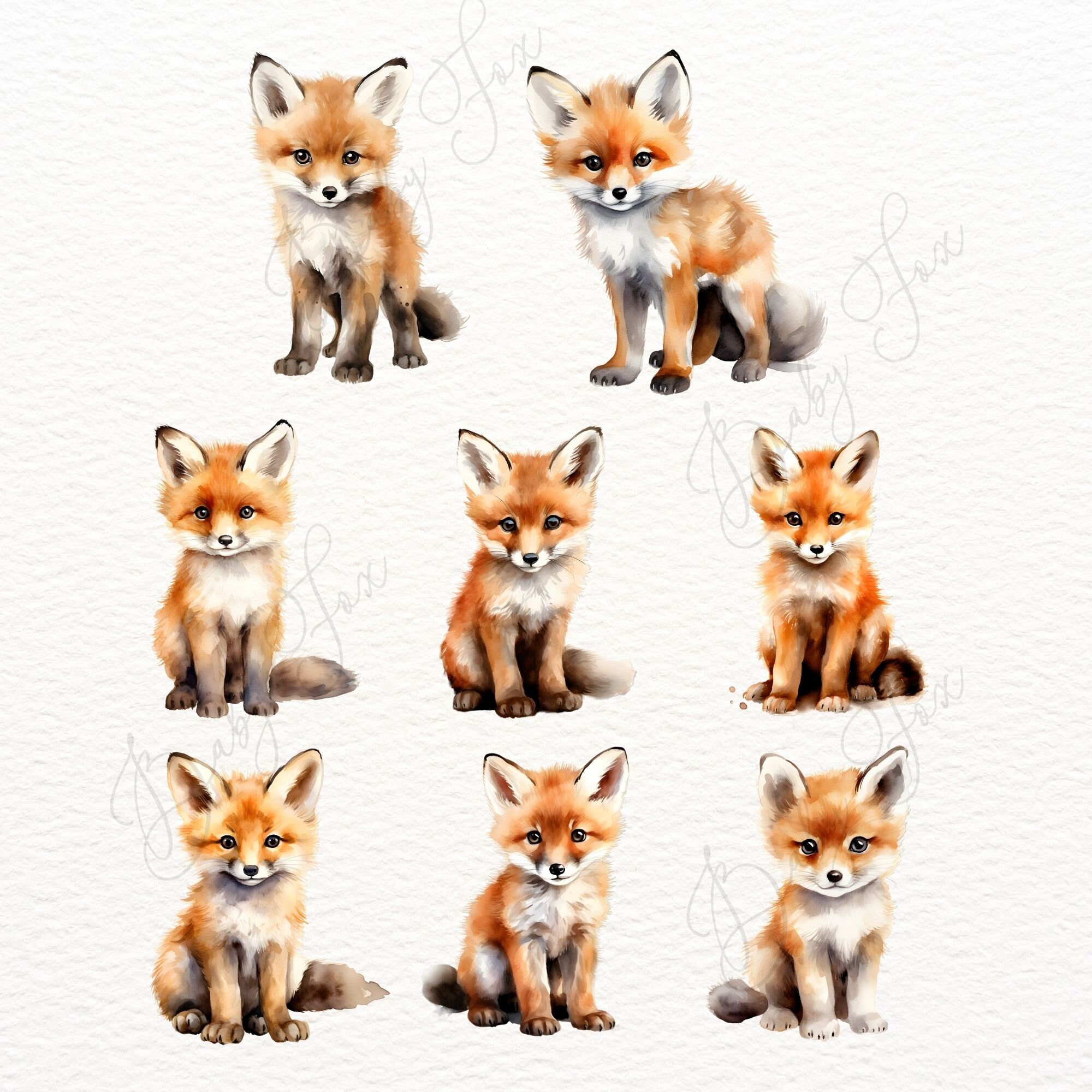 Baby Fox Clipart Woodland Animals Adorable Fox Clipart Forest Animals ...