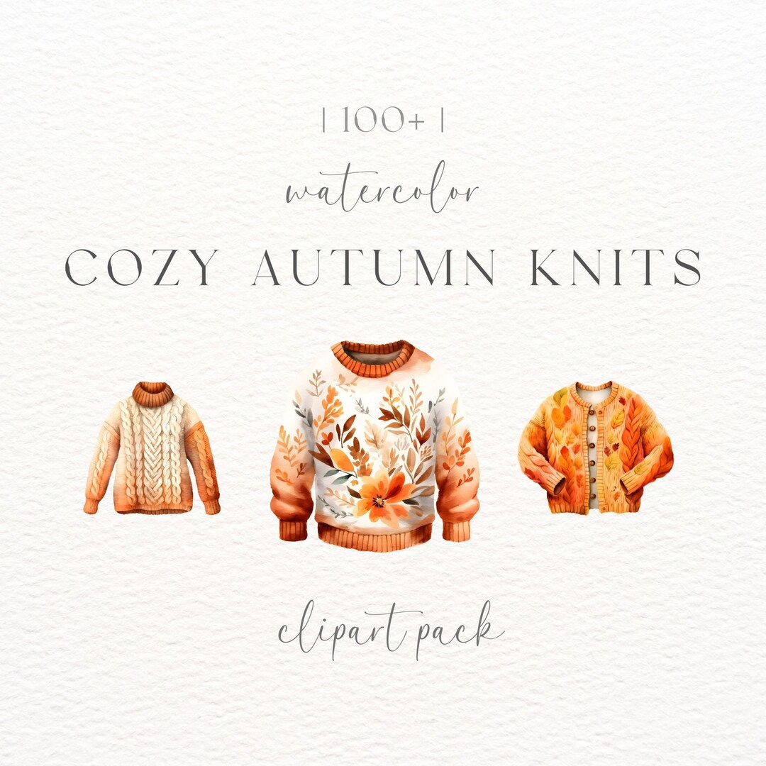 Autumn Sweaters | Commercial Use | Watercolor Autumn Clipart Bundle ...