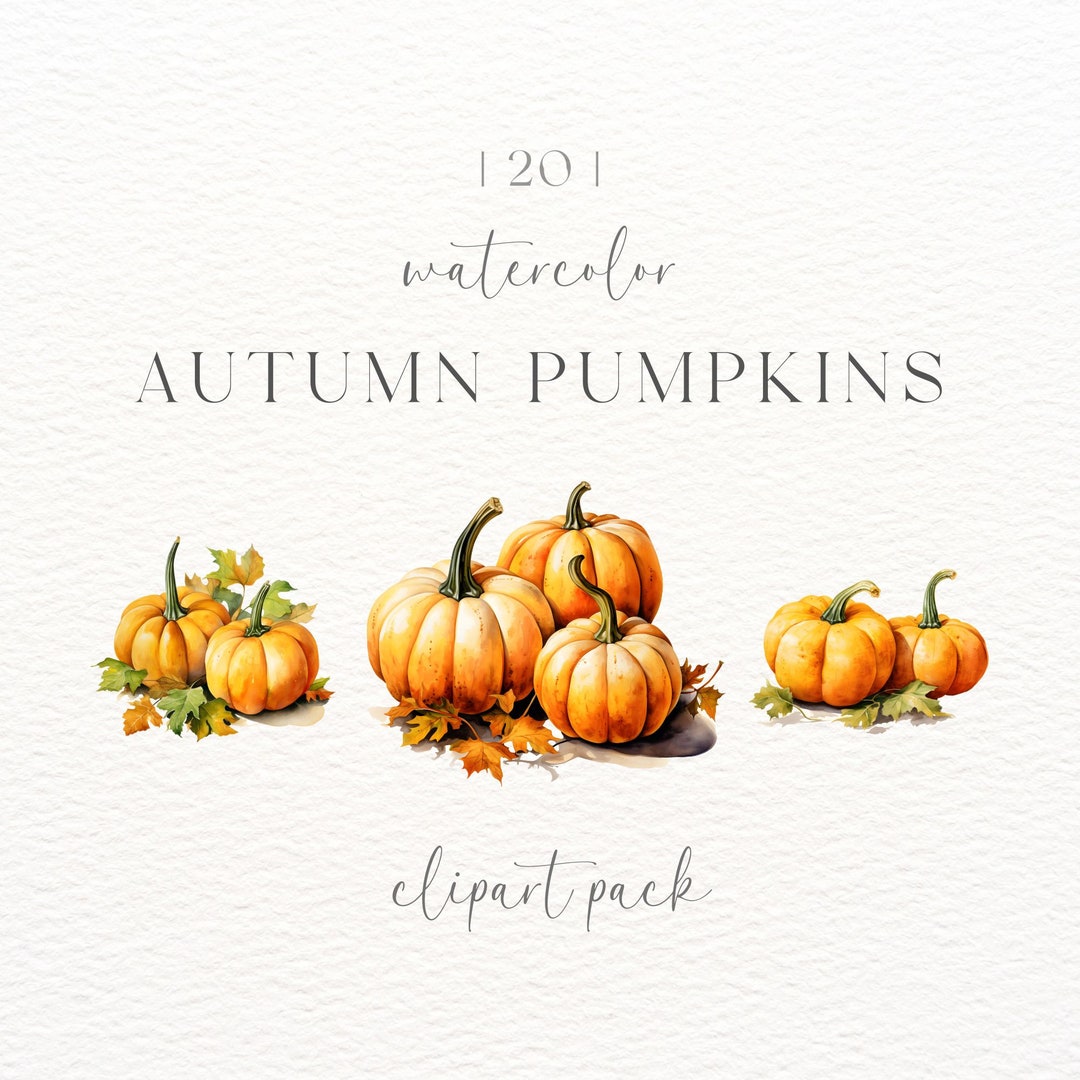Watercolor Pumpkin Clipart | Digital Download | Watercolor Autumn ...