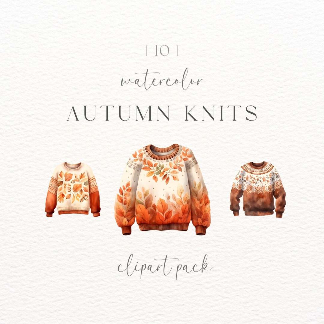 Watercolor Autumn Sweater Clipart Bundle (PNG) - Etsy