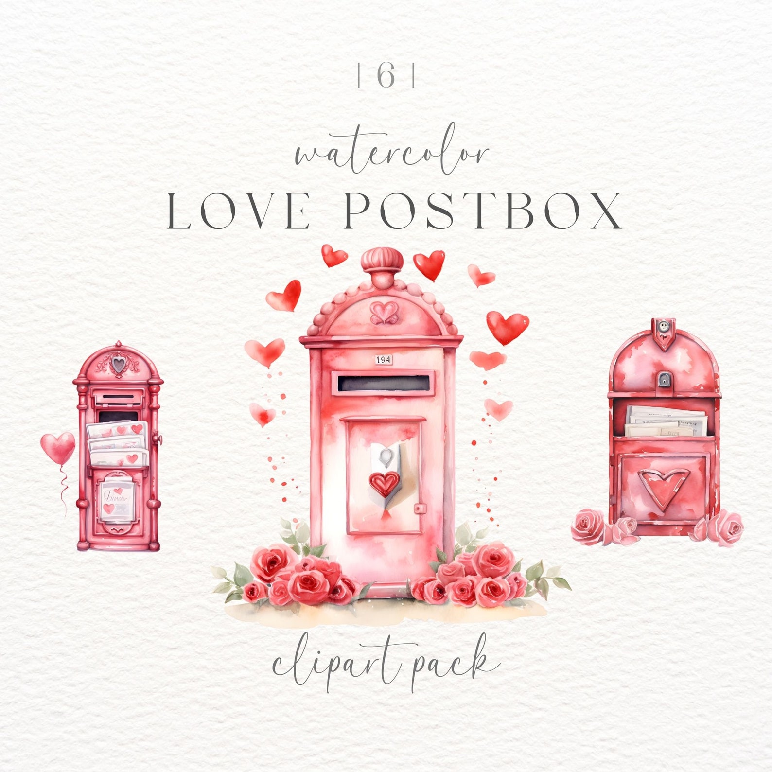 Love Postbox | Watercolour Postbox Clipart | Digital Download ...