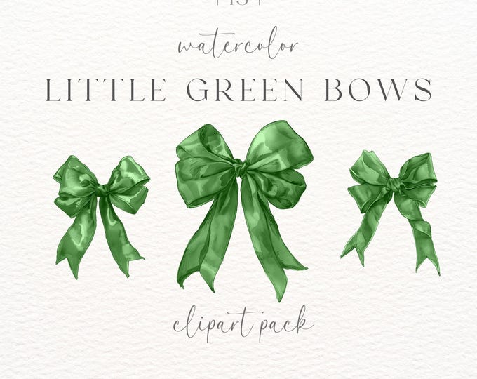 Watercolor Green Bows Png, Clipart Bow Collection Ribbon Bow Clip Art ...