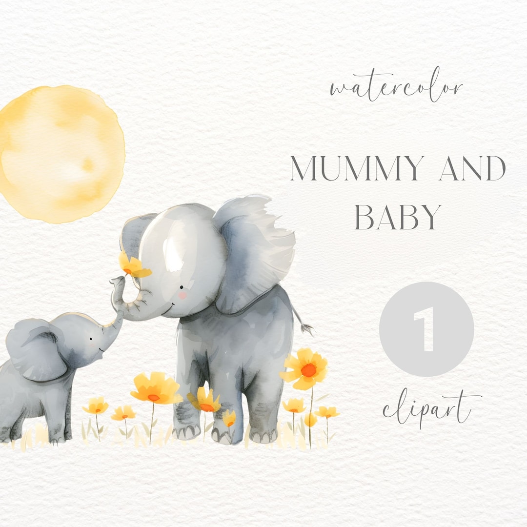 Elephant Baby Watercolor Clipart: Safari Animal PNG (digital Download ...