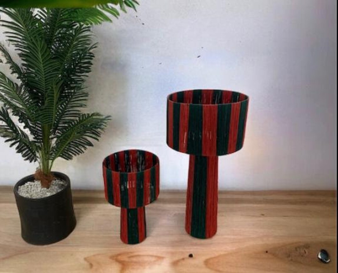 Handcrafted Moroccan Raffia Lamp With Natural and Black Woven - Etsy