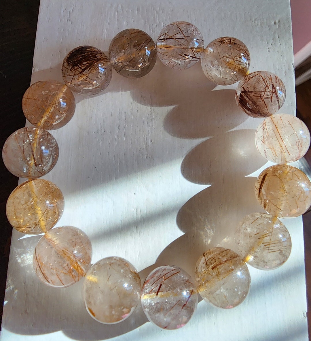 Copper Rutile Quartz Bracelet 13mm Flashy Bracelet - Etsy