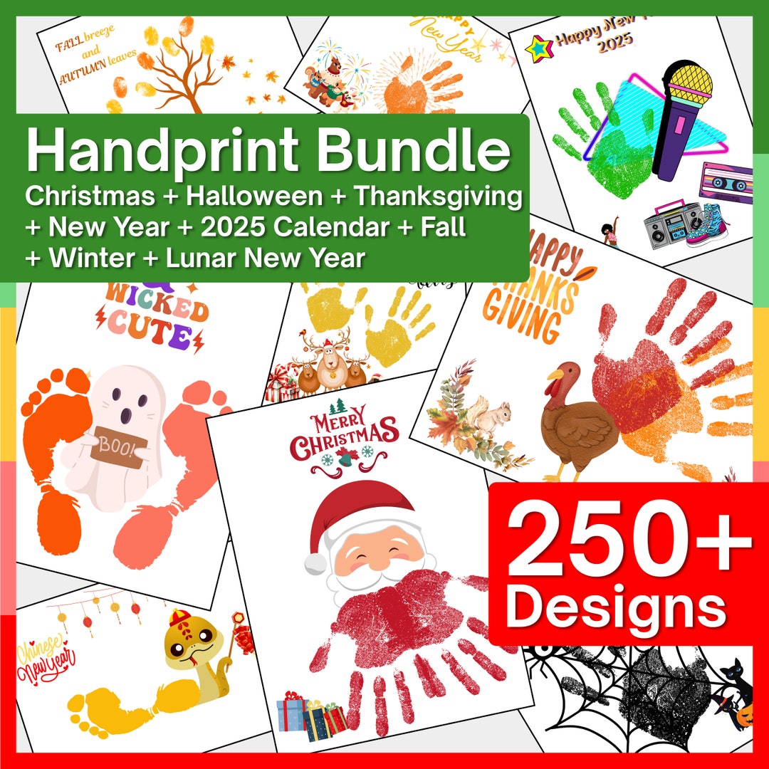 Handprint Art Bundle: Holiday & Seasonal Kids Crafts, Christmas ...