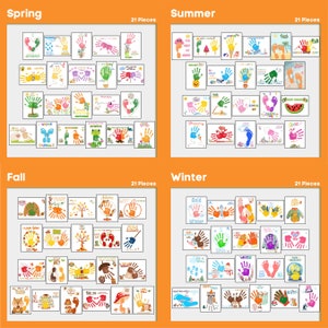 Handprint Art Bundle: Back to School & 4 Seasons (digital Download) - Etsy