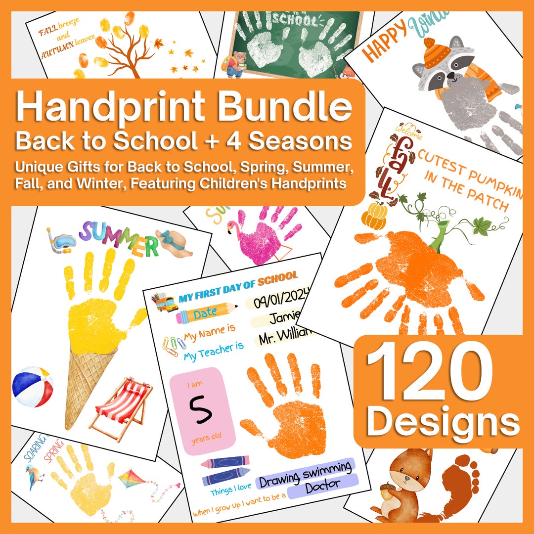 Handprint Art Bundle: Back to School & 4 Seasons (digital Download) - Etsy