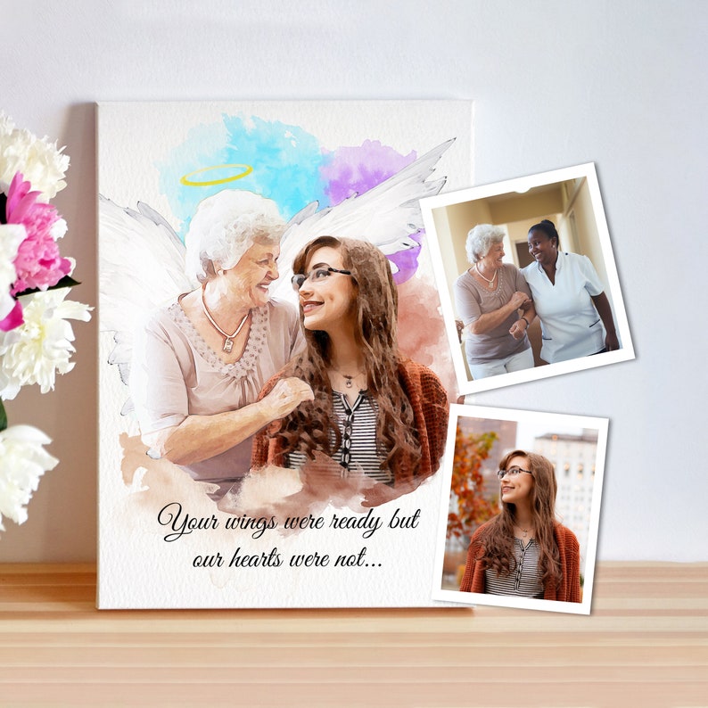 Personalized Watercolor Family Portrait Painting for Loss of Loved One ...