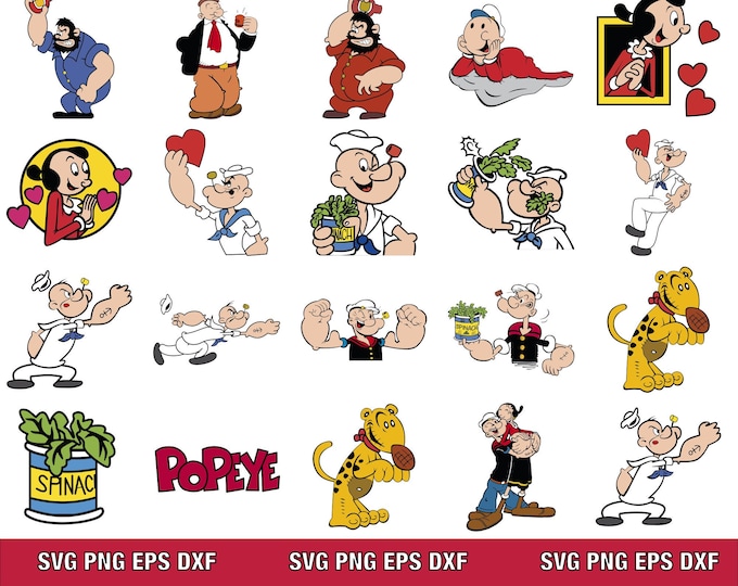 Popeye File Set, SVG Bundle LAYERED Cricut Files,instant Download - Etsy