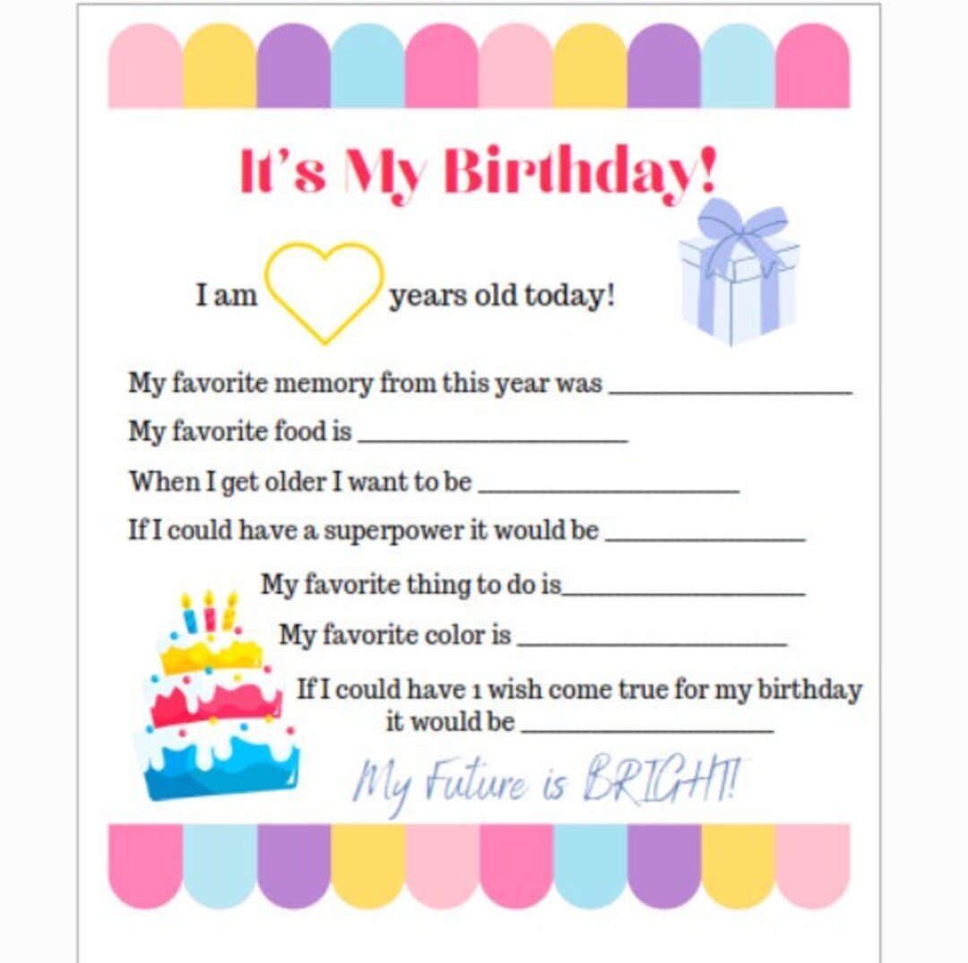 Birthday Fun - Digital Worksheet - Etsy