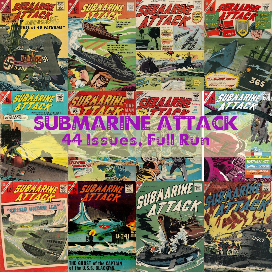 Submarine Attack, Vintage Comics, WW2 Naval Warfare, 44 Issues Complete ...