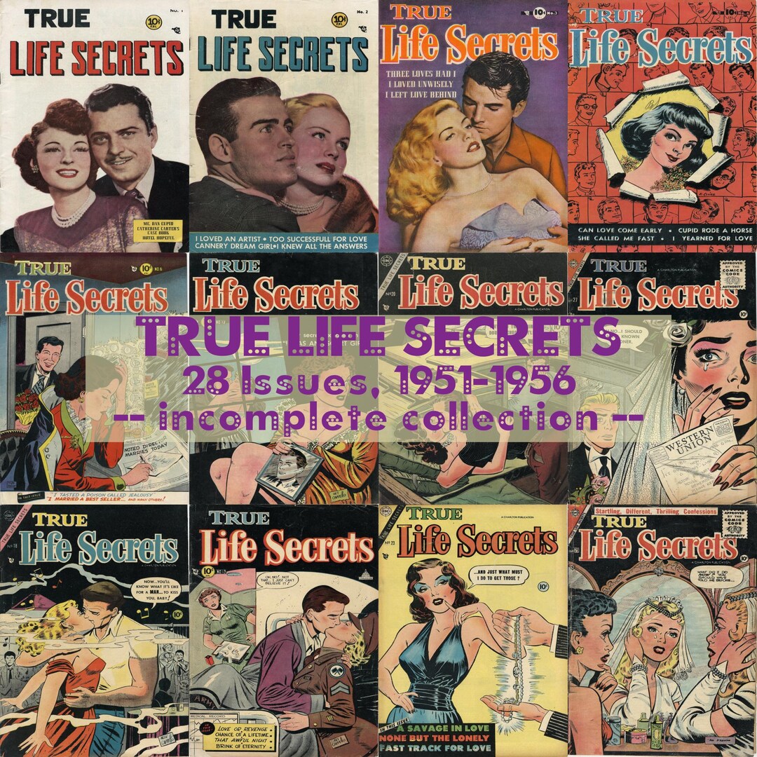 True Life Secrets Comics, Romance Comics Collection, Vintage Comic ...