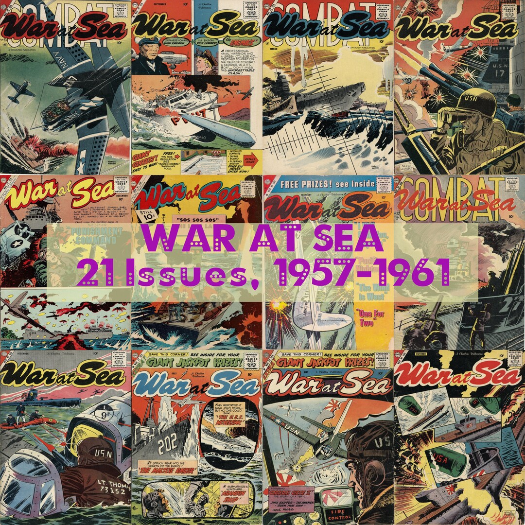 War at Sea Comics, Vintage War Comics Collection, 21 Issues Full Run ...