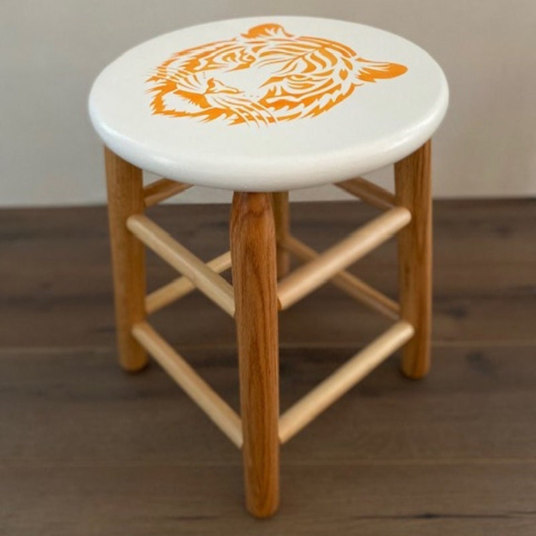 Round Wood Stool, Tiger Stool, Clemson Stool, Graduation Gift, Round ...