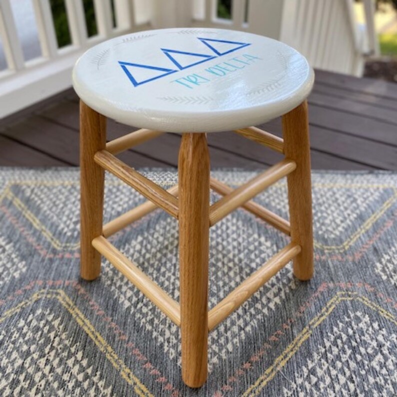 Tri Delta Sorority Stool: Hand-painted Oak Accent Seating - Etsy