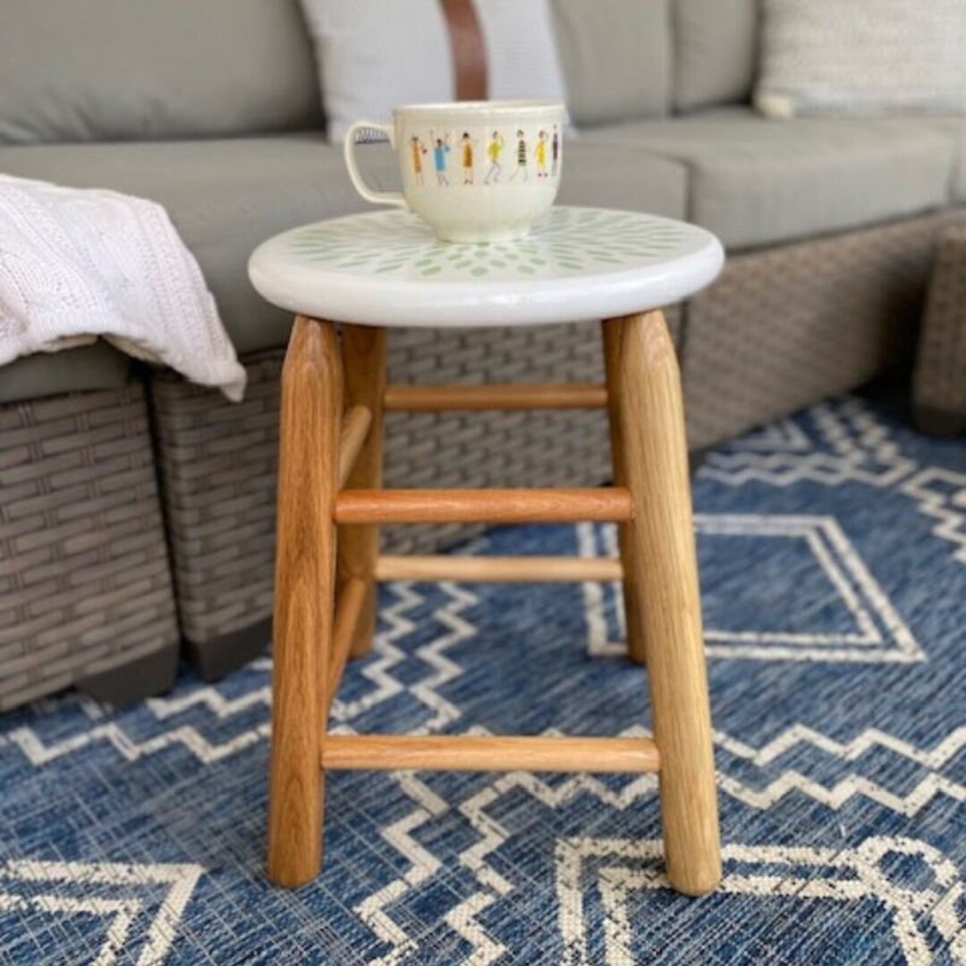 Round Flower Stool, Round Wooden Stool, Graduation Gift, New Home Gift ...