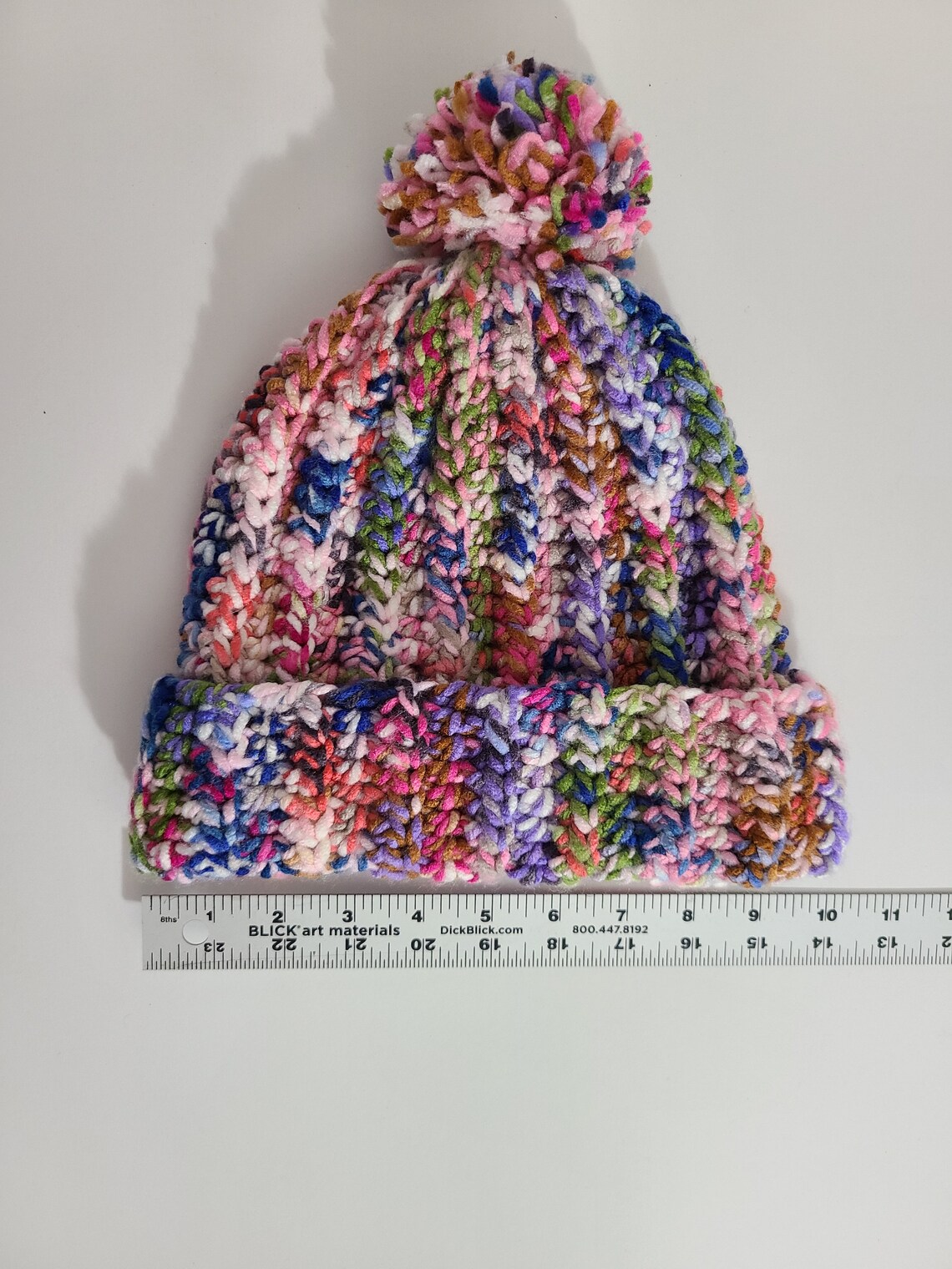 Multi-colored Adult Hat With Pom Pom - Etsy