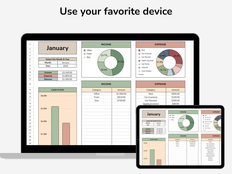 Budget Tracker, Monthly Expense Planner, Digital Finance Organizer ...