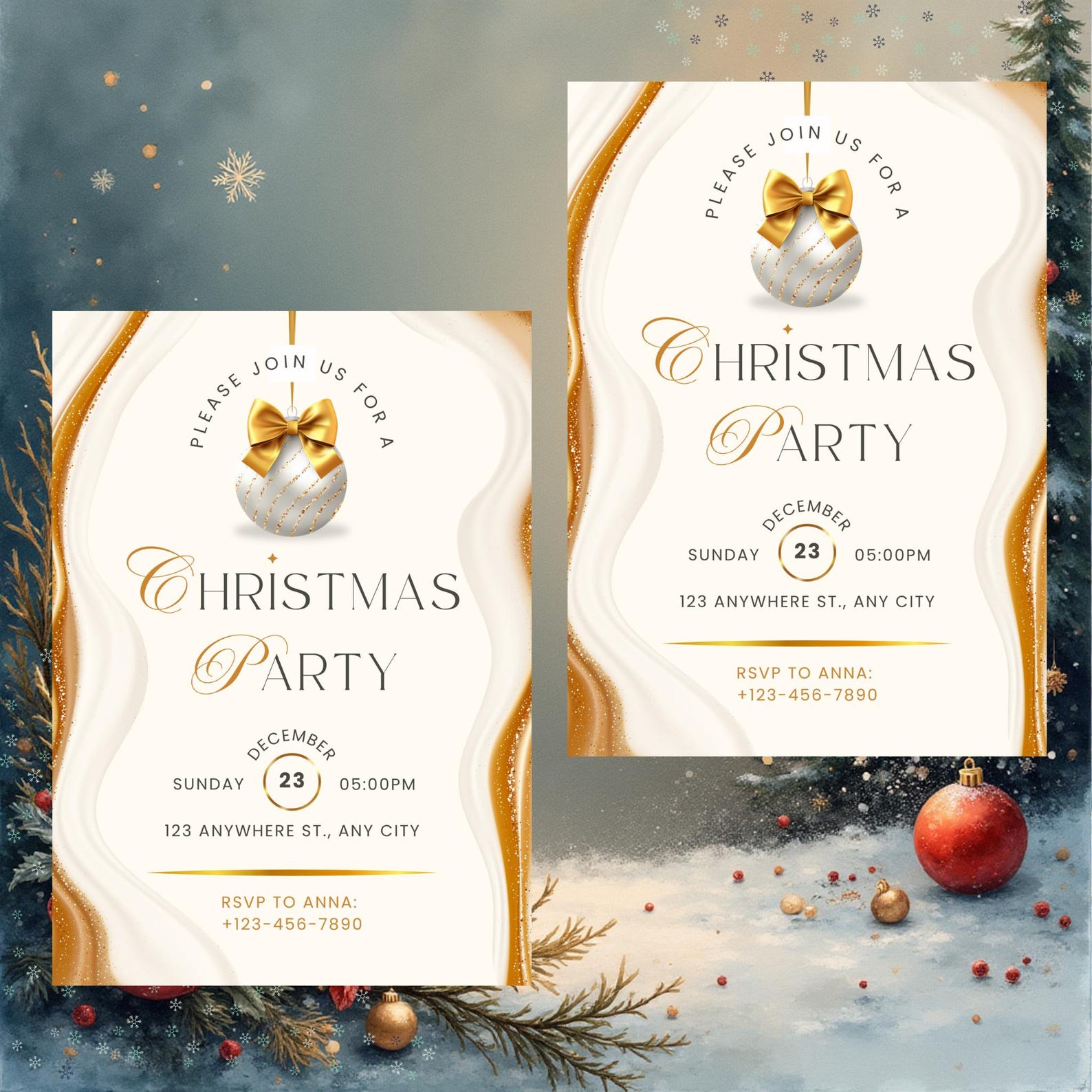 Editable Christmas Party Invitation | Digital Download | Canva Template ...