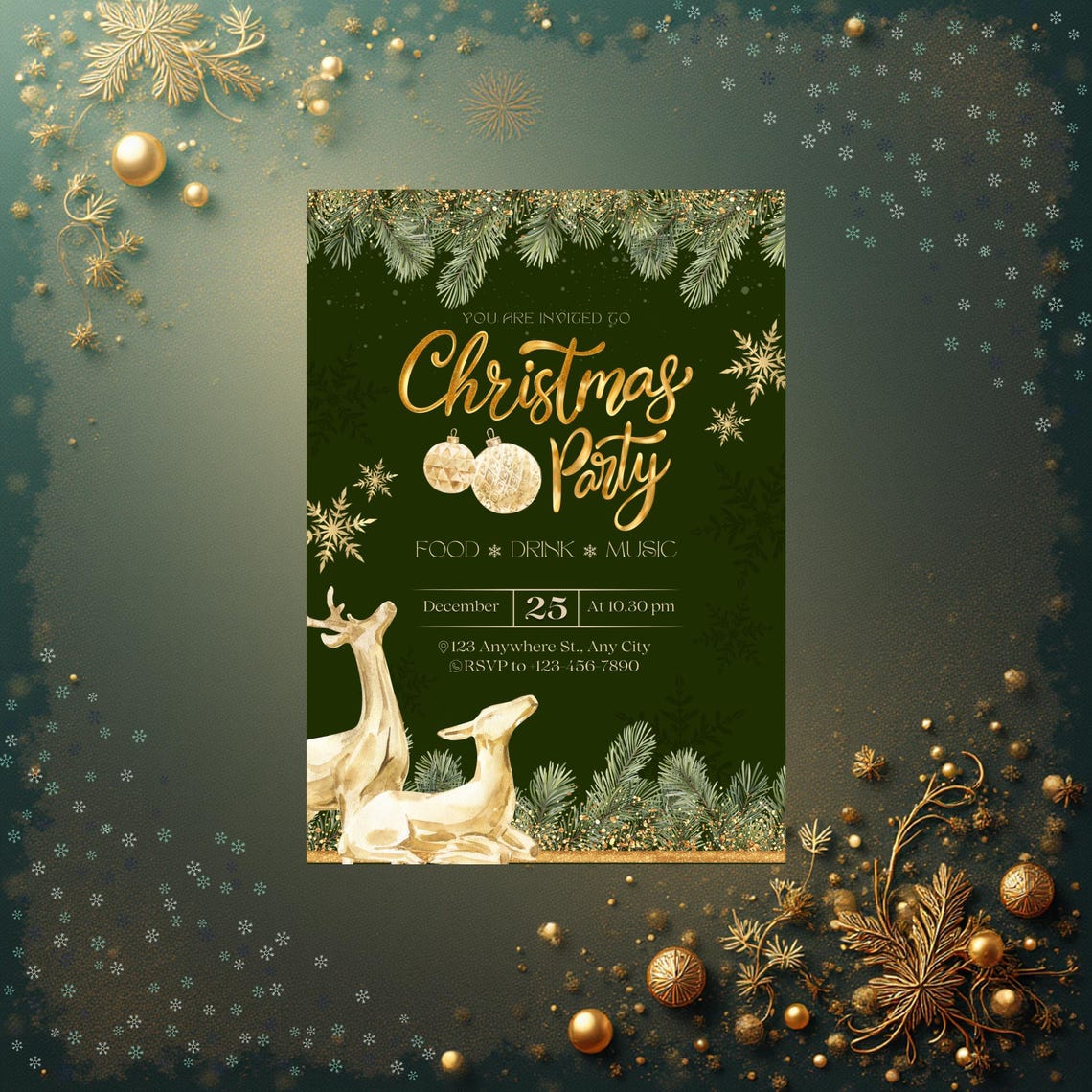 Editable Christmas Party Invitation | Digital Download | Canva Template ...
