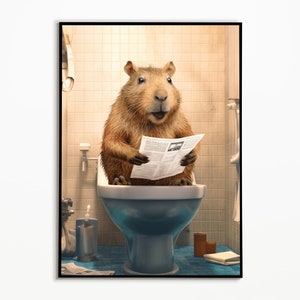 Capybara Poster on the Toilet, Capybara Picture Funny, Bathroom Ideas ...
