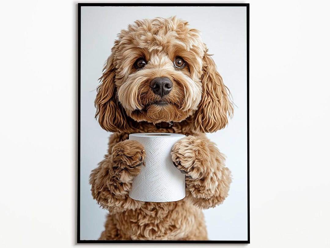 Cockapoo Holding a Toilet Paper Roll, Digital Download, Bathroom ...