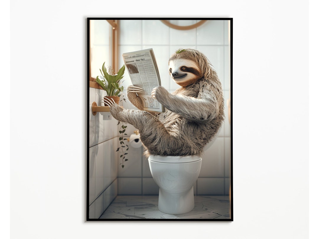 Sloth on the Toilet, Bathroom Ideas Pictures, Funny Picture, Wall Art ...
