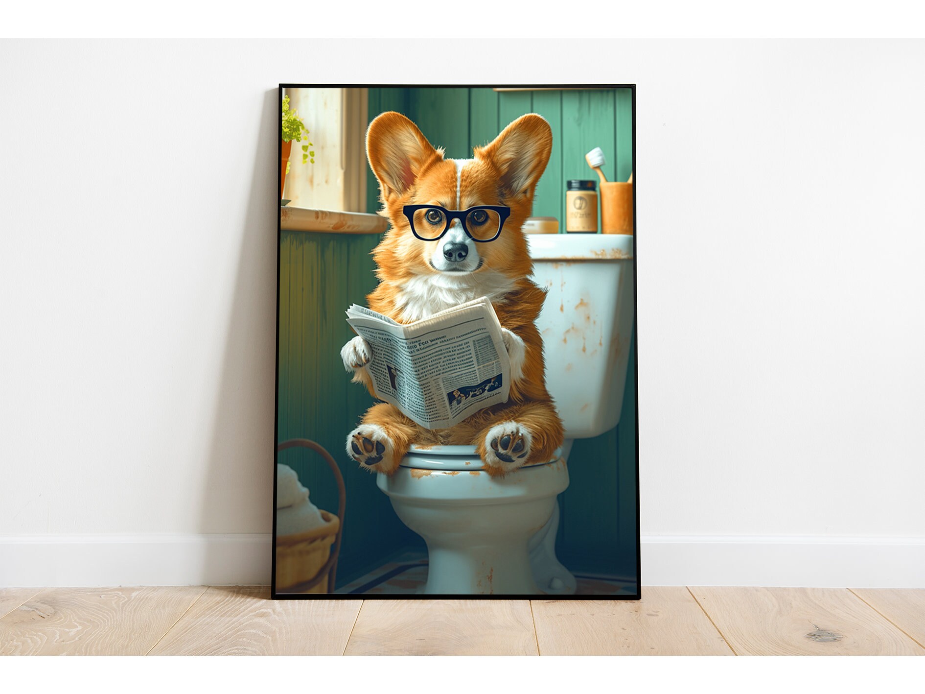 Welsh Corgi on the Toilet, Bathroom Pictures, Digital Download, Welsh ...