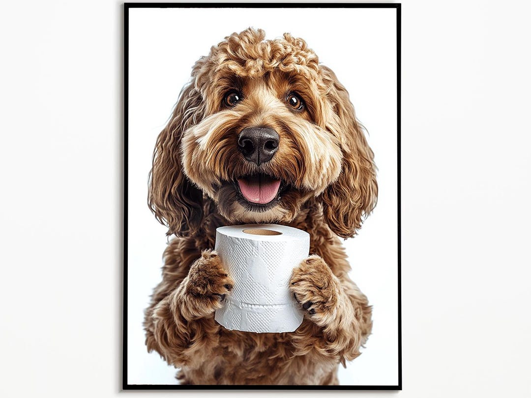 Cockapoo Holding a Toilet Paper Roll, Digital Download, Bathroom ...